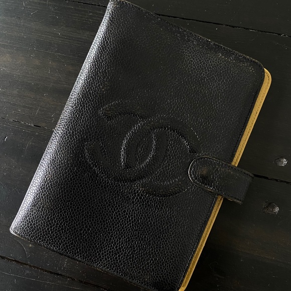 CHANEL | Accessories | Authentic Chanel Caviar Leather Agenda Notebook ...